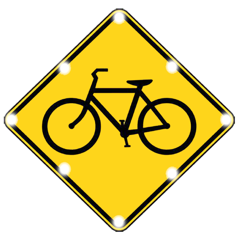 Solar Powered Flashing LED Bicycle Crossing Sign-trafficsafetywarehouse.com