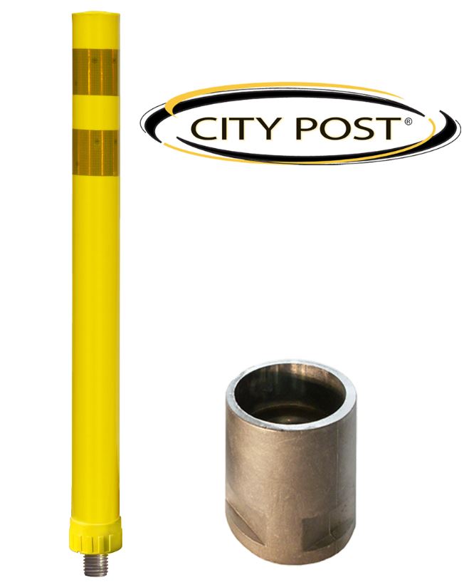 36" Yellow City Post Delineator Posts Set of 2 - Yellow ...