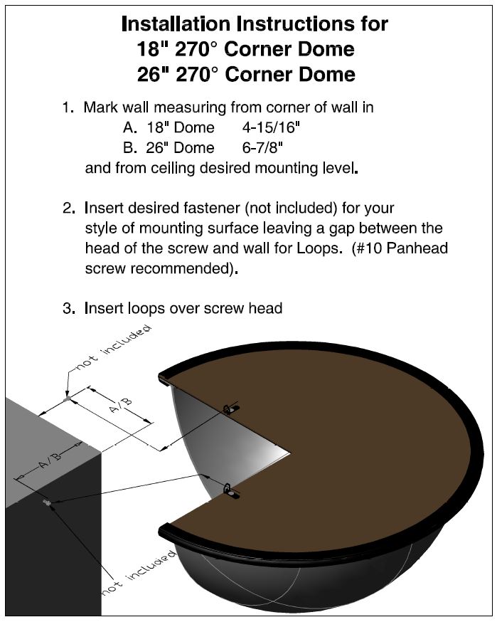 Corner Dome Mirror - 18" Indoor Corner Security Mirror ...