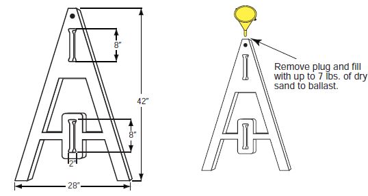 A-Frame Barricade, 2 Legs and 1 I-Beam Board-trafficsafetywarehouse.com