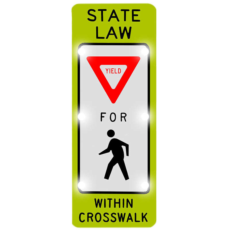 Solar Flashing Yield to Pedestrians Sign - 12" x 36 ...