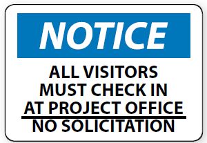 Notice - All Visitors Must Check In - OSHA Signs-trafficsafetywarehouse.com
