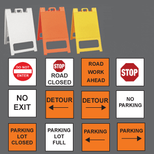 Squarecade™ 45" Portable Sign Stand with Legend-trafficsafetywarehouse.com